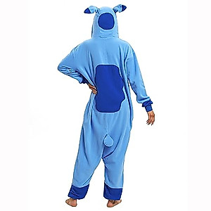 Wishliker Unisex Adult Onesie Pajamas Animal Onesies Women Men Christmas Halloween Cosplay Costume Sleepwear Blue
