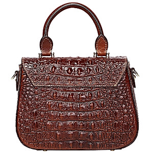 PIJUSHI Designer Genuine Leather Top Handle Satchel Handbag Bundle with Crocodile Leather Wristlet Wallet