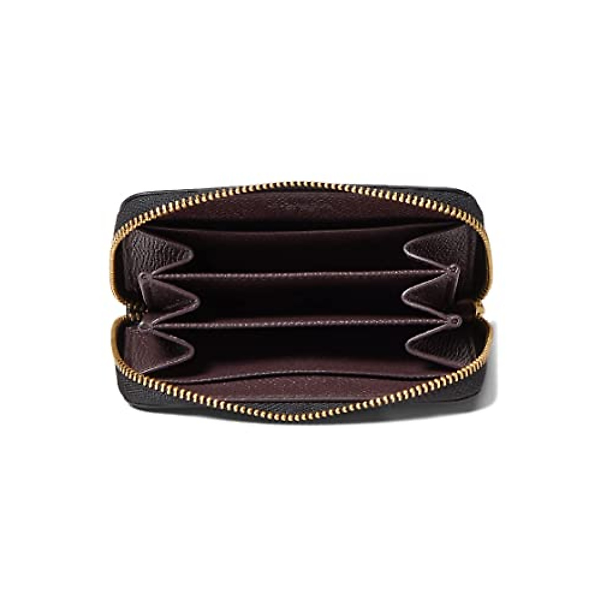 COACH Cross Grain Leather Small Zip Around Card Case Black One Size