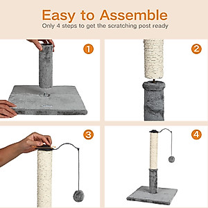 Happi N Pets 22" Cat Scratching Posts for Indoor Cats, Carpet Cat Scratch Post, Sisal Cat Scratcher, Cat Post with Rotatable Hanging Balls & Stable Base, Cat Scratchers for Kittens-Light Gray