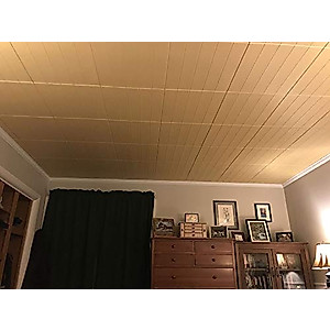 A La Maison Ceilings R104 Bead Board Foam Glue-up Ceiling Tile (256 sq. ft./Case), Pack of 96, Plain White