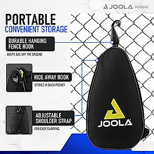 JOOLA Vision Duo Pickleball Bag - Fits Pickleball Set of 2 Paddles and 2 Pickleball Balls - Features Tuck Away Fence Hook, Secure Ball & Accessory Zipper Pocket, and Sleek Flat Panel Design
