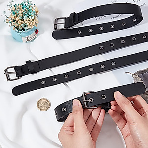 FINGERINSPIRE 4 Pcs Traditional Kilt Extender Straps Leather Cuff Belt Buckles 0.9x16 inch Black PU Leather Adjustable Belt with Metal Square Buckle Women's Belt for Coat Jacket Dress Bags DIY Craft