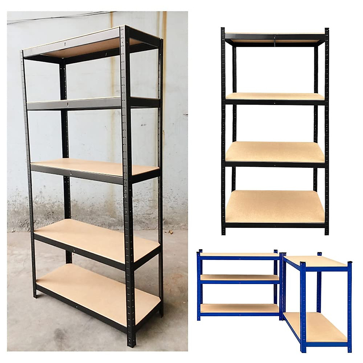 AUTOFU Garage Shelving Heavy Duty Storage Shelves Standing Shelf Units Adjustable 4-Tier Metal Shelving Unit Organization Shelf Black 31" W x 16" D x 64" H