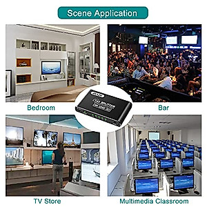 Movcle HDMI Splitter 1 in 4 Out, 4K HDMI Splitter for Dual Monitors/Mirror, Supports 4Kx2K@30Hz 3D Full HD 1080P for Xbox PS4 Blu-Ray Player Fire Stick Roku Apple TV (1 Source onto 4 Displays)