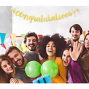 Congratulations Banner|Wedding|Anniversary|Graduation|Retirement Party Decorations Supplies Shimmering Gold Letters Banner Cheers