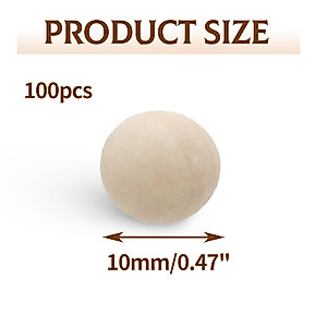 Uenhoy 100 Pcs Wooden Round Ball 1/2" (12mm) Unfinished Natural Wood Balls Wooden Spheres for Crafts and DIY Projects