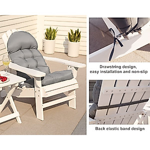 COSNUOSA 2 Pcs Rocking Chair Cushion High Back Adirondack Chair Cushion Waterproof Patio Cushions for Outdoor Furniture Light Gray