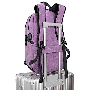 Tzowla Business Laptop Backpack Water Resistant Anti-Theft Backpack with USB Charging Port and Lock 17.3 Inch Computer Backpacks for Women, Casual Hiking Travel Daypack(Purple)