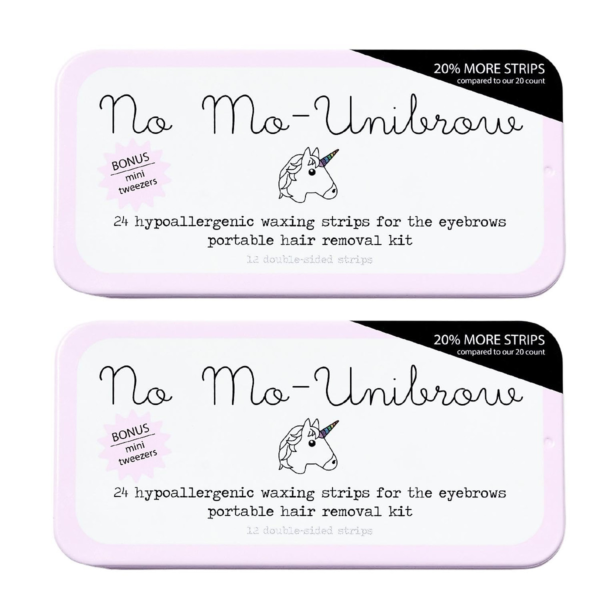 No Mo-Unibrow Hair Removal Waxing Kit - Waxing Strips For Eyebrows, Face, Upper Lip, and Chin - As Seen On Shark Tank - Travel Friendly Wax Strip For Face - Wax Strips and Mini Tweezers - 2 Pack