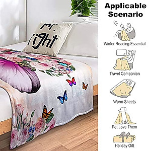 Ultra Soft Butterfly Blanket Couch Warm Fuzzy Flannel Fleece Throw Blanket for Kids and Adults Gifts 50"X40"