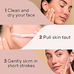 Finishing Touch Flawless Dermaplane Facial Exfoliator and Hair Remover, Facial Hair Removal for Women, 6 Count