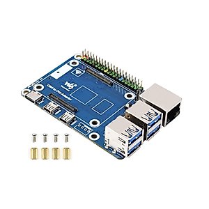 waveshare CM4 to Raspberry Pi 4B Adapter, Alternative Solution for Raspberry Pi 4B, Onboard Standard CM4 Connector, 4-CH USB 3.0 Ports, RJ45 Gigabit Ethernet Port, PoE Header etc.