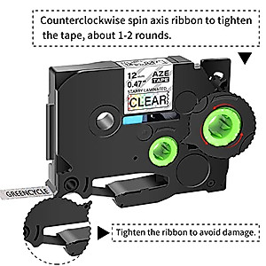 GREENCYCLE Compatible for Brother P Touch TZ TZe-131L1 Starry Laminated Glitter Rainbow Bling AZE Label Tape Black on Clear 1/2" 12mm use in PTD210 PT-H100 PTH110 PT-D400AD PTD600 PT-1290, 12 Pack