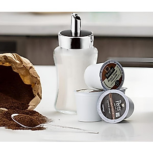 J&M DESIGN Sugar Dispenser with Pour Spout & Shaker For Coffee, Cereal Bowl, Tea & Baking Lid for Easy Spoon Measuring Pour - 7.5oz Glass Jar Container - Dishwasher Safe