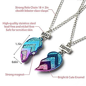 BGSHEMNI Best Friends Necklace, Half Heart Pendant Jewelry for Children, Relationship Love Necklaces, Girls's Best Friend Jewelry,Friendship Gift Friends Birthday Party Favor