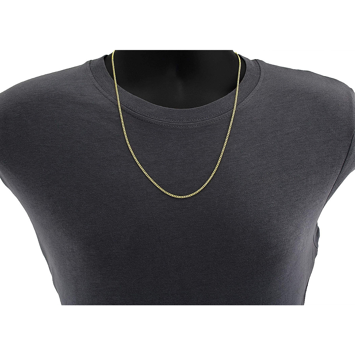 Verona Jewelers 10K Gold Unisex 2.2mm Italian Cuban Curb Link Chain Necklace- 10K Necklaces, 10 Karat Gold Chain, 16" 18" 20" 24" 30" (30.00, 2.2MM)