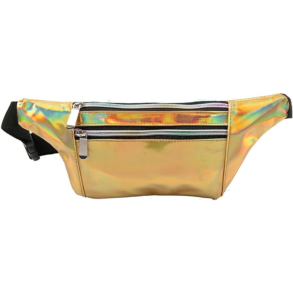 Holographic Fanny Pack for Women Men, Water Resistant Crossbody Waist Bag Pack with Multi-Pockets Adjustable Belts