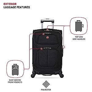 SwissGear Sion Softside Expandable Roller Luggage, Black, Carry-On 21-Inch