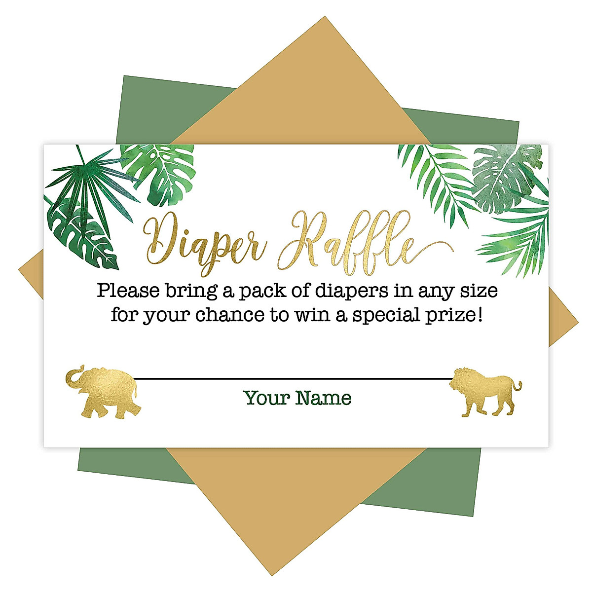 25 Safari Baby Shower Invitations, 25 Books For Baby Shower Request Cards, 25 Baby Shower Diaper Raffle Tickets For Baby Shower Games To Play, Cute Jungle Animal Write in Diaper Raffle Cards