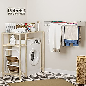brightmaison BGT 40'' Retractable Clothes Drying Rack Wall Mounted, Space Saver Collapsible Foldable Laundry Drying Rack Wall Mount, Metal, White