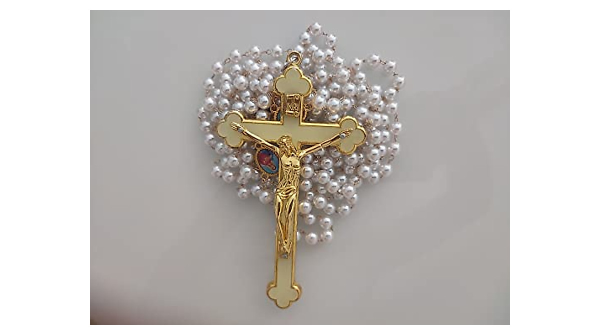 Catholic Wedding Lasso Rosary with Jesus and Virgen | Elegant 45-Inch Set