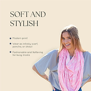 Dodo Babies Nursing Cover Set – Soft, Multipurpose Stretch Scarf for Breastfeeding and Car Seat Cover, Two Universal Pacifier Holders, Binky Case, Storage Bag – Playful Pink Print for Baby Girl