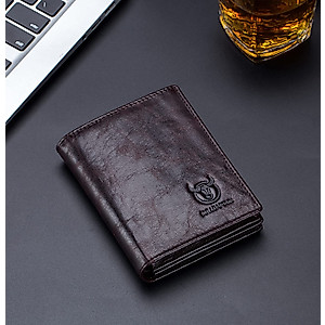 BULLCAPTAIN Large Capacity Genuine Leather Bifold Wallet/Credit Card Holder for Men with 15 Card Slots QB-027 (Purple)