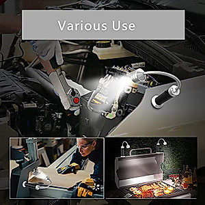 FBve Barbecue Grill Light, 2 Pack Magnetic Base Ultra-Bright LED Grill Lights, 360 Degree Flexible Gooseneck, Weather Resistant (2 Counts)