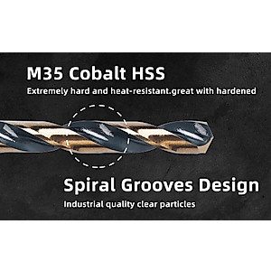 SOMADA 14-Piece Cobalt Drill Bit Set for Plastic, Wood, and Metal, M35 High-Speed Steel Twist Jobber Length Bits Sizes from 1/16" to 3/8" with Indexed Storage Case