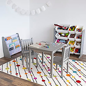 Humble Crew, Grey/White Kids Book Rack Storage Bookshelf, 4 Tiers