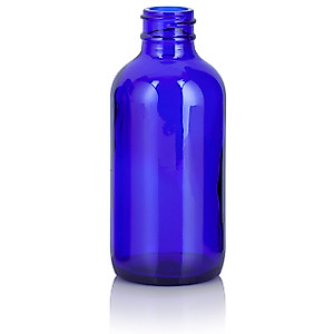 4 oz / 120 ml Cobalt Blue Glass Boston Round Bottle with Black Treatment Pump (12 Pack)