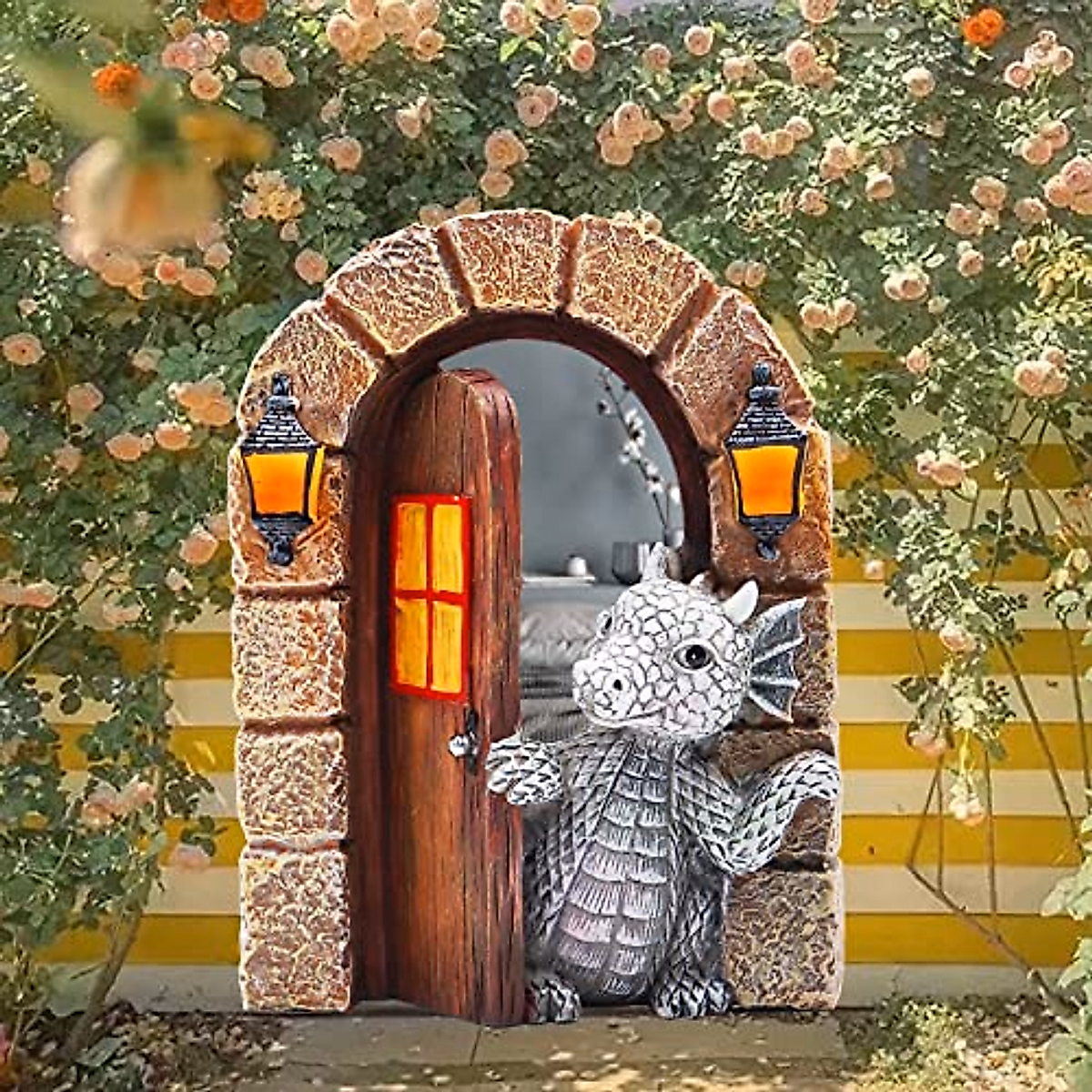 Lovely Courtyard Dragon Sculpture, Outdoor Window Dragon Statue, Dragon Garden Statues, Resin Garden Dragon Statue, Outdoor Dragon Ornaments, Outdoor Garden Dragon Decor Statue