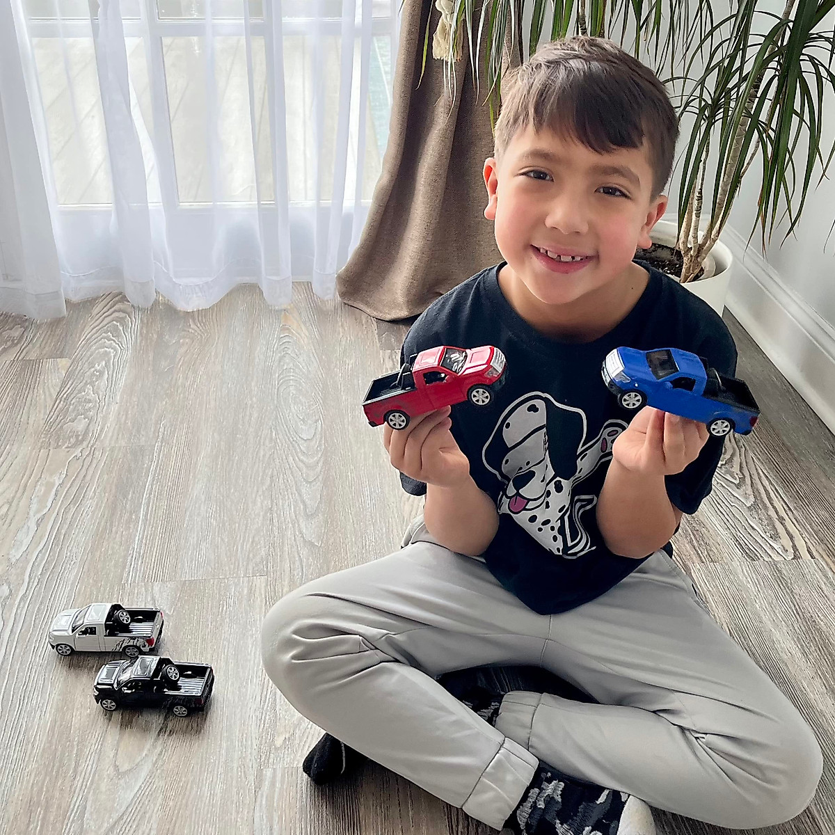 4 Pack Pickup Trucks - Red Blue White Black