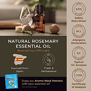 Gya Labs Rosemary Essential Oil for Hair - 0.34 Fl Oz - 100% Pure Natural Rosemary Oil for Diffuser, Skin, Scalp, Aromatherapy & Candle Making Scent