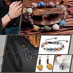 PH PandaHall 470pcs 8mm Lava Beads Natural Undyed Black Bead Black Lava Beads Round Lava Stone Beads Chakra Bead Black Stone Beads Loose Beads Energy Beads Lava Beads for Jewelry Making Bulk