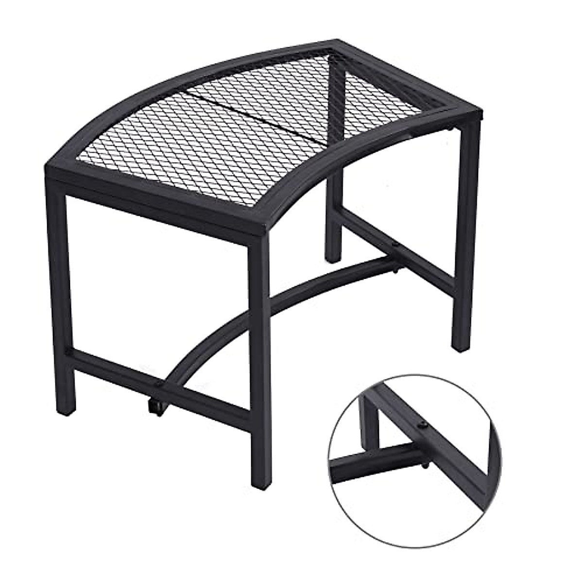 Piamomso Metal Curved Fire Pit Bench, fire Pit Bench Seating, Coated Black Metal Mesh Garden, Patio, Porch and Deck Chair Seating ,Black