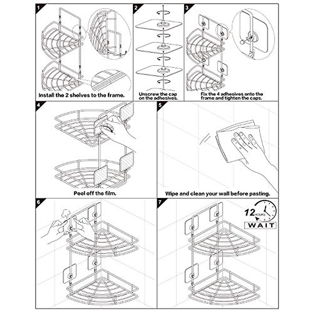 Oak Leaf Corner Shower Caddy, Shampoo Holder for Non 90° Corners, Bathroom Shower Organizer, Corner Shower Shelf, 2 Tier, Adhesive or Wall Mounted, Rustproof, Chrome Finished