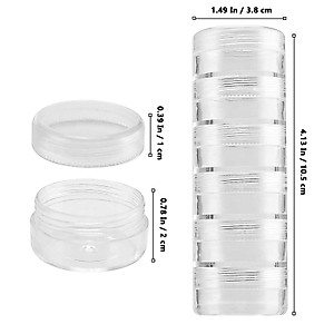 MUKLEI 10 Sets 6 Layer Cylinder Stackable Plastic Bead Containers, 10G/10ML Stackable Round Plastic Containers Makeup Sample Containers for Buttons, Beads, Small Items