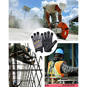 HANDLANDY Mens Work Gloves Cut Resistant Level 3 Mechanics Gloves, Tear & Abrasion Resistant Safety Gloves for Work (Large)
