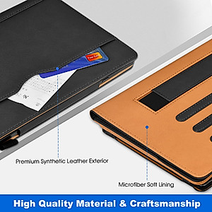 MAISON Case for Samsung Galaxy Tab A8 10.5 Inch 2022 Model (SM-X200/X205/X207) - Multi-Angle Viewing Smart Stand Back Cover with Pocket Auto Wake/Sleep, Pencil Holder (Black)