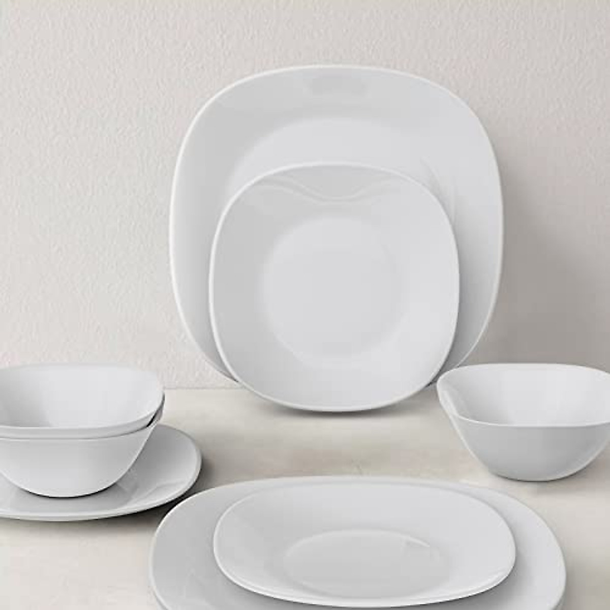 Dinnerware Set, MEKY 18-piece Opal Dishes Sets Service for 6|11" Plates|6" Bowl Sets | Dish Sets-Square