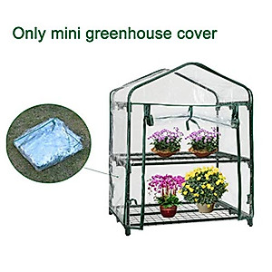 QOONESTL 2/3 Tier Mini Greenhouse with Clear Cover, Replacement Heavy Duty Waterproof PE/PVC Greenhouse Cover, Garden Plant Cover for Gardening Plants Protection