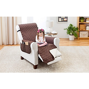 Couch Guard XL Recliner/Chair Cover - Stylish Sofa Slipcover - Shield & Protects from Pets, Kids, Stains - Reversible, Convenient Pocket, Easy Wash & Dry - Chocolate/Tan