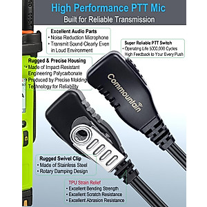 commountain CP200D CLS1410 Earpiece Compatible for Motorola Radios R2 CLS1110 CP100D CP200 CP185 BPR40 BPR40D DTR700 DTR650 RDU4100 RDU4160D RMU2040 RMU2080D CLS CP, G Earhook Headset Ear Piece-5 Pack