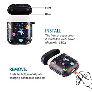 AirPods Case Gen 2&1, Lokigo Spacemen AirPods Case Cover Full Protective AirPods with Wireless Charging Hard Case Kits with Keychain/Strap/Earhooks/Watch Band Holder for Girls Women Men