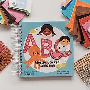 Cupkin Mosaic Sticker Art Kits for Kids and Adults - ABC Mosaics Art Craft Kit for Boys and Girls - 52 Page Sticker by Number Mosaic Kit with 3,000+ Jewel + Foam Stickers + Coloring Book for Kids