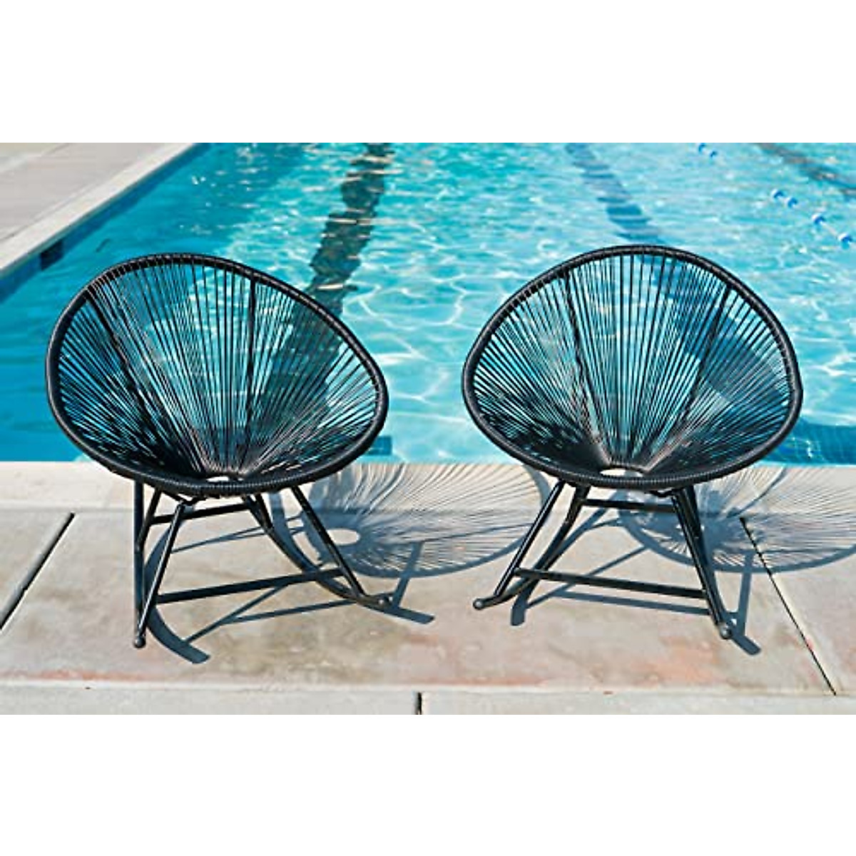 XBrand Hammock Weave Rocking Patio Chair, Black