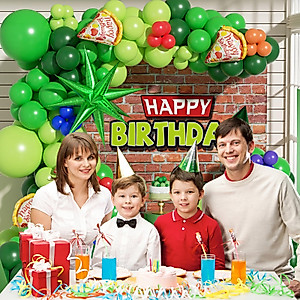 151PCS Green Balloon Arch Garland Kit with Green Red Orange Blue Foil Balloons for Baby Shower Birthday Party Decorations