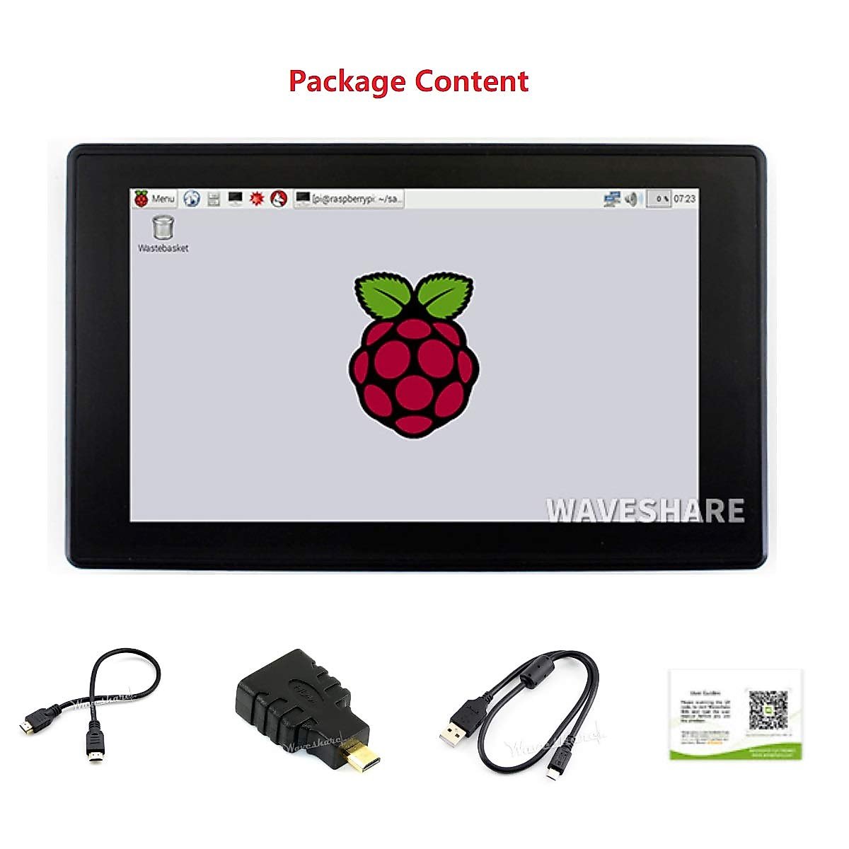 7inch HDMI LCD (H) (with case) 1024x600 Capacitive Touch Screen IPS Display HDMI Monitor with Toughened Glass Cover Case for Raspberry Pi 4/3/2/1 B B+ A+/Jetson Nano/Windows 10